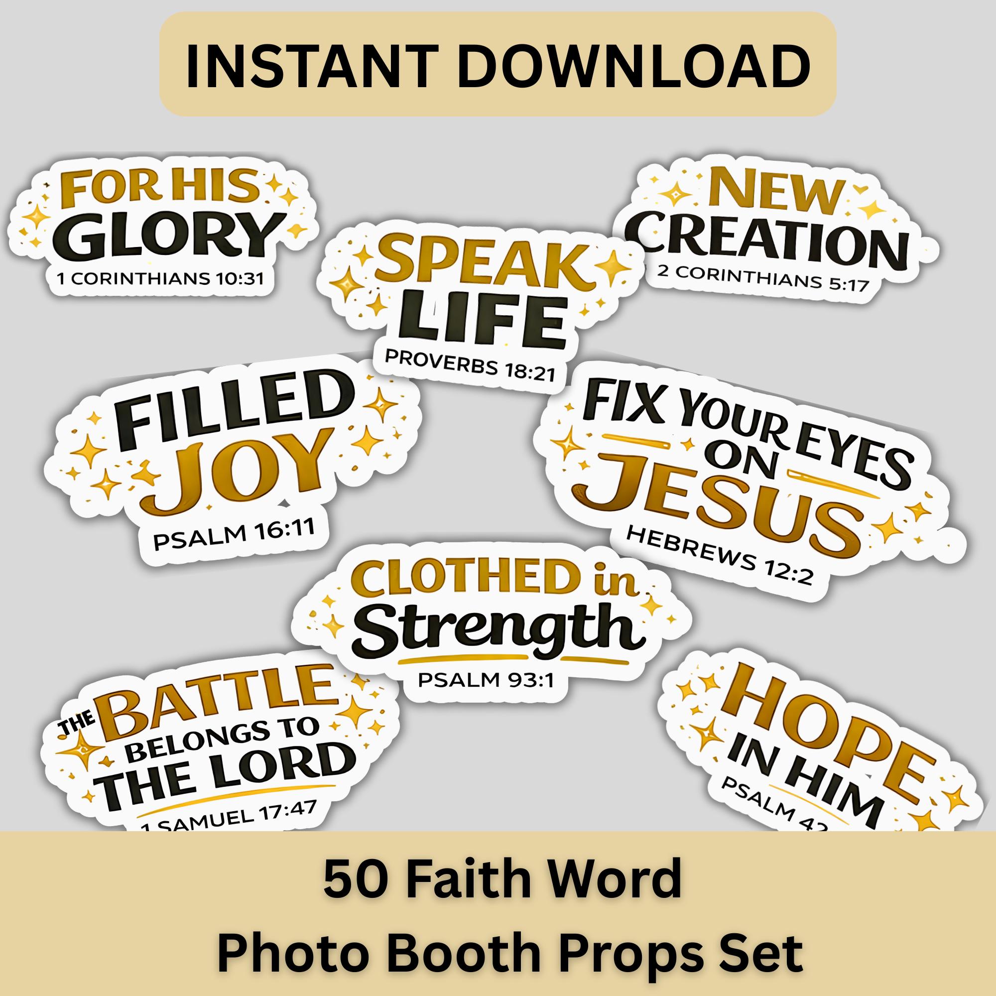 Christian Photo Booth Word Props Set Scripture Phrases Transparent PNG ...