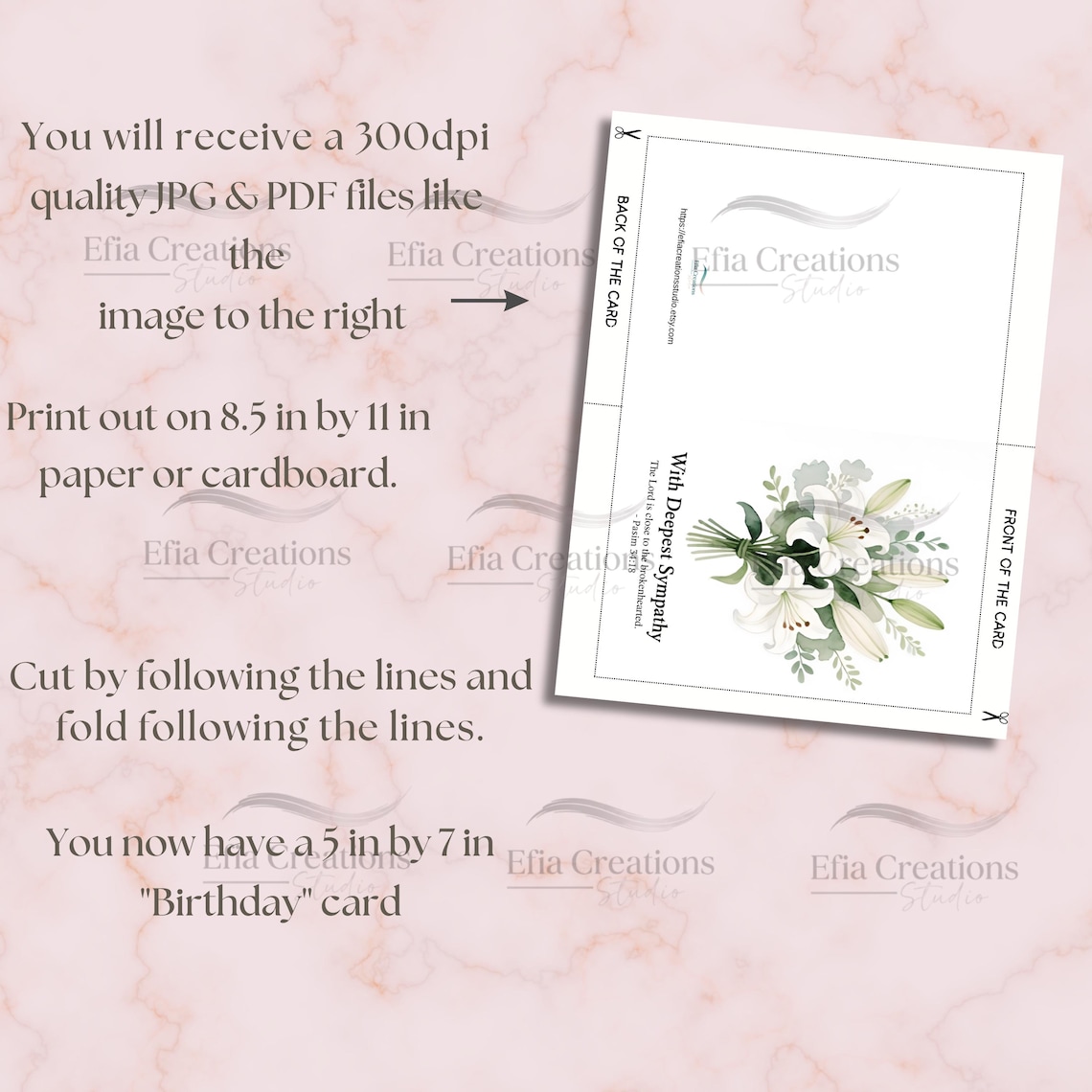 Christian Sympathy Card Printable With Bible Verse| White Lily ...