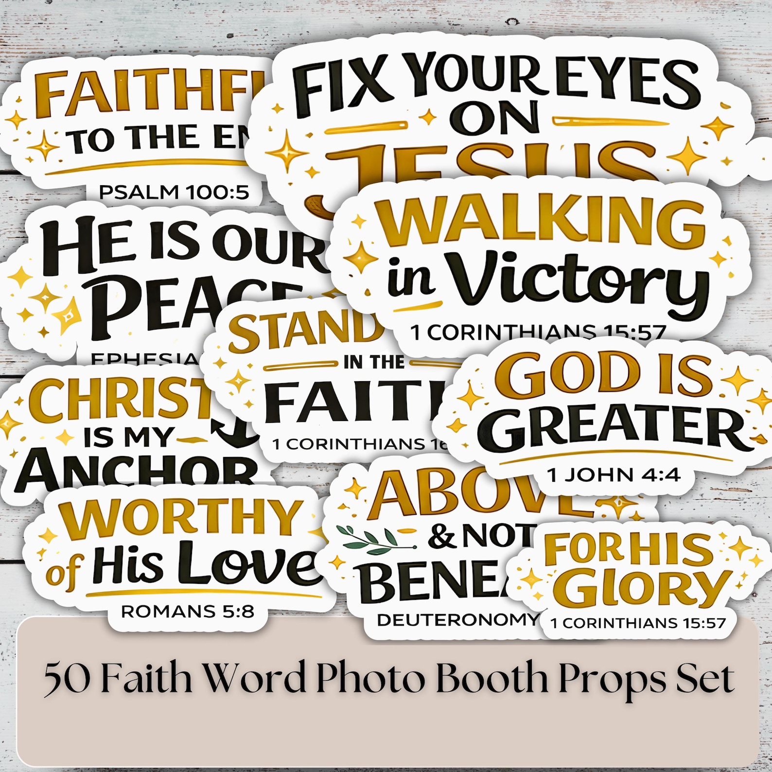 Christian Photo Booth Word Props Set Scripture Phrases Transparent PNG ...