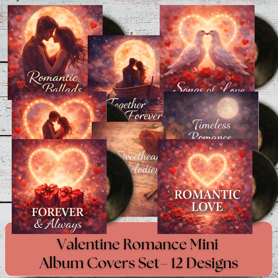 Valentine Mini Album Covers Romantic Love Themes Square 1x1 JPG PDF ...