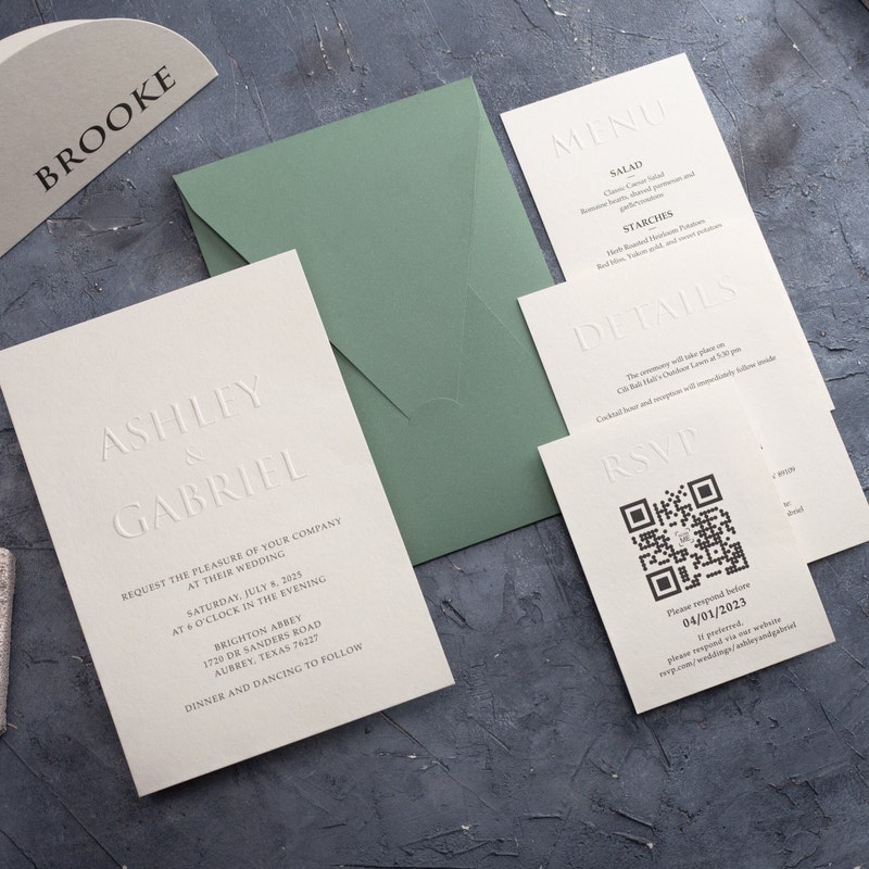 Embossed Invitation - Etsy