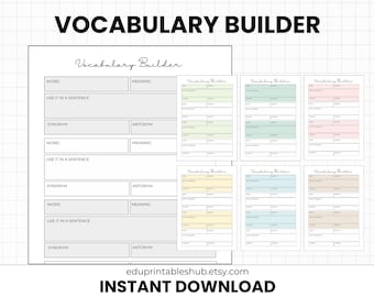 Vocabulary List Printable I Goodnotes Digital Vocabulary Record Sheet I ...