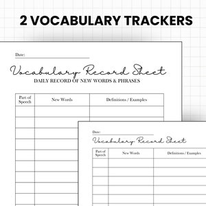 Vocabulary List Printable I Goodnotes Digital Vocabulary Record Sheet I ...