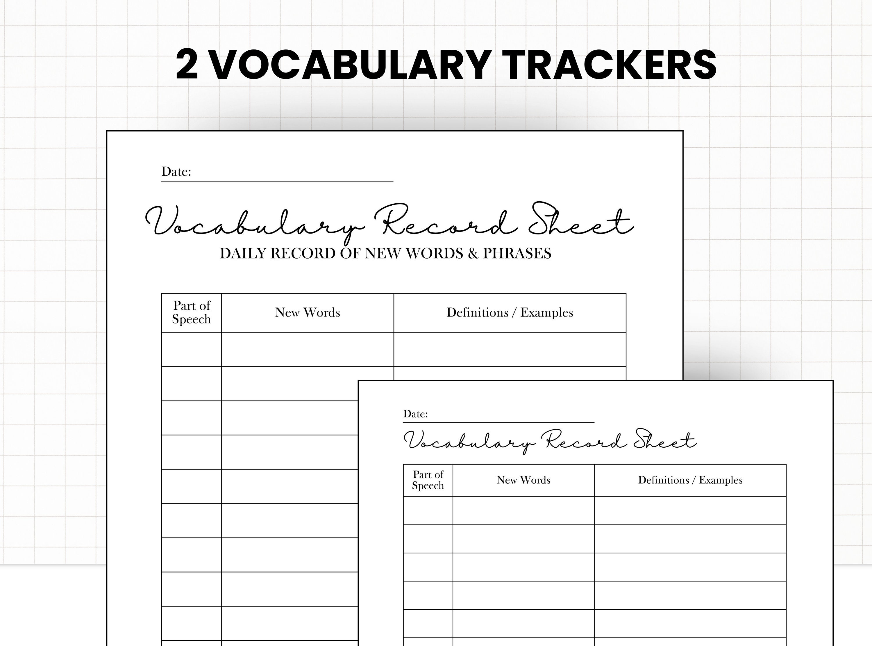 Vocabulary List Printable I Goodnotes Digital Vocabulary Record Sheet I ...