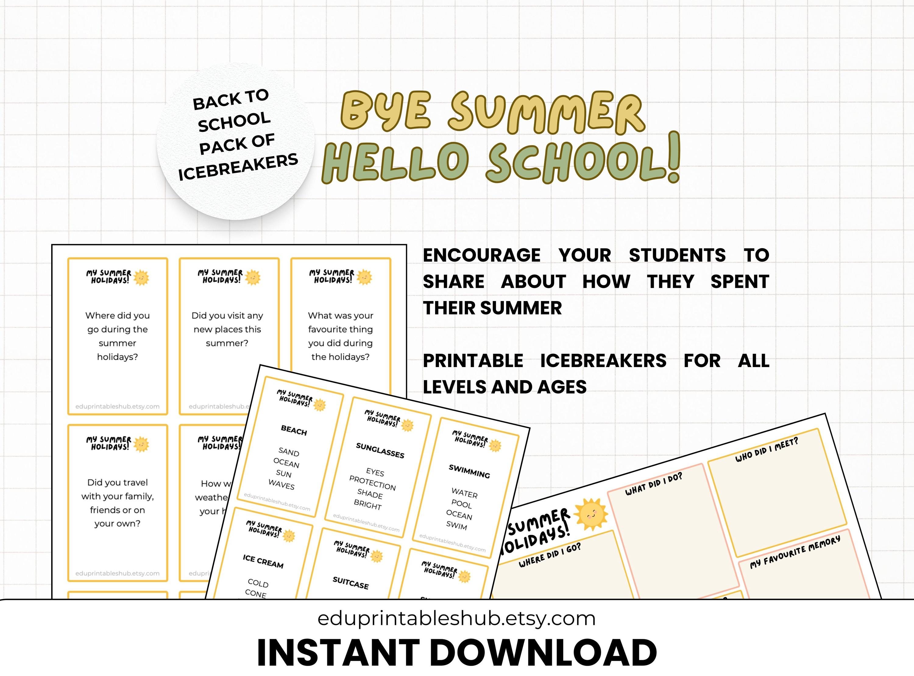 Printable Back to School Games Bundle, First Day of School Activities ...
