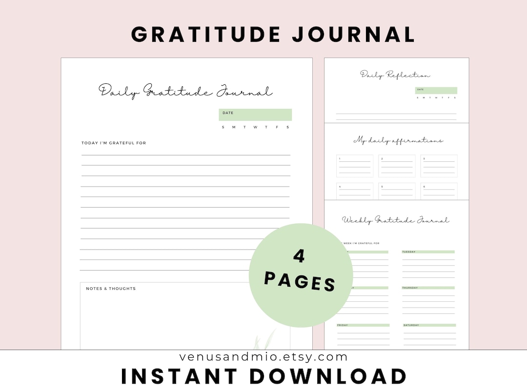 Printable Gratitude Journal A4 | Daily & Weekly Reflection ...