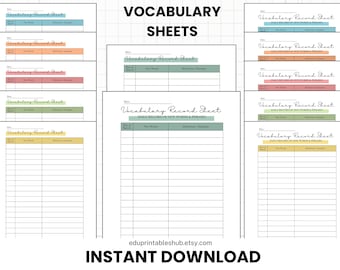 Vocabulary List Printable I Goodnotes Digital Vocabulary Record Sheet I ...