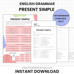 PRESENT SIMPLE Grammar Pack Printablei Grammar Worksheets - Etsy