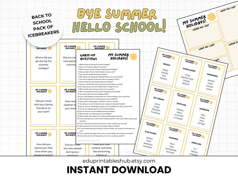 Printable Back to School Games Bundle, First Day of School Activities ...
