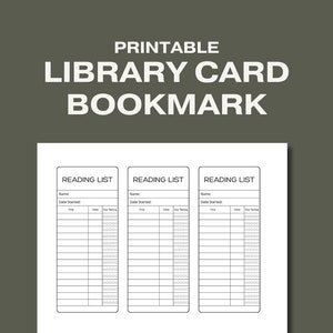 Printable Library Card Bookmark: Reading Log Tracker (PDF) - Etsy