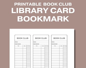 Printable Library Card Bookmark, Reading Tracker, Library Card Reading ...