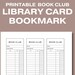 Printable Library Card Bookmark, Reading Tracker, Library Card Reading ...