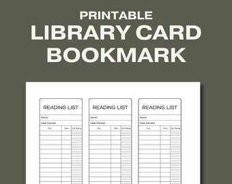 Printable Library Card Bookmark Book Club Reading List - Etsy