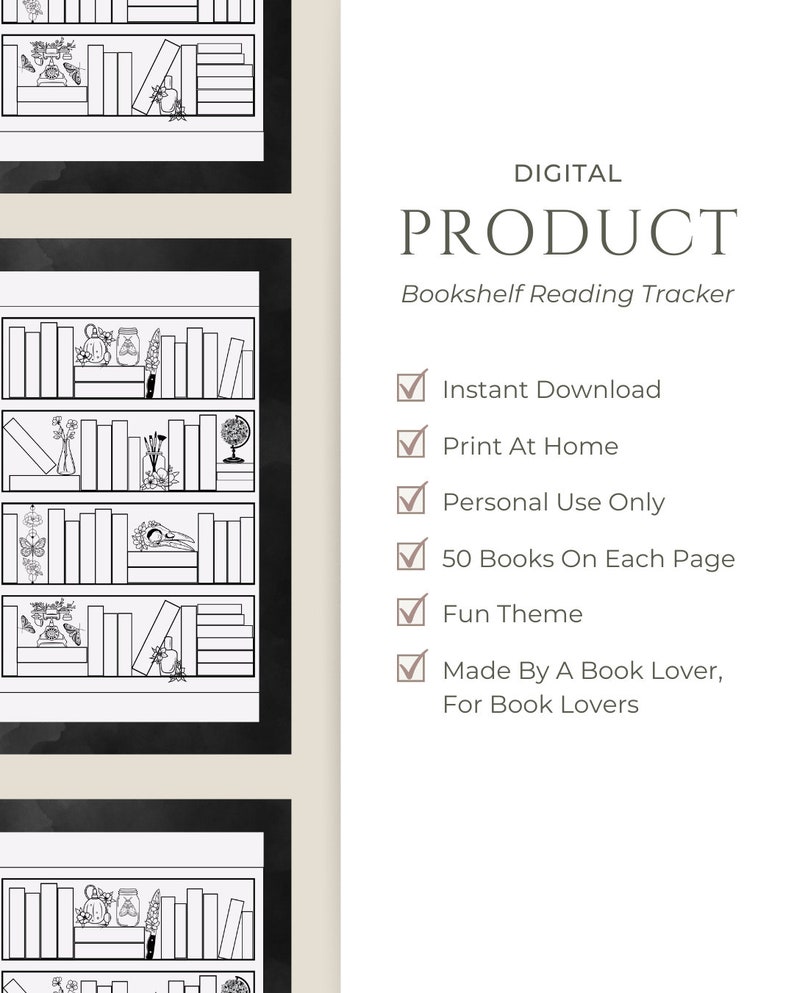 Floral Bookshelf Reading Tracker: 50 Book Challenge (US Letter PDF) - Etsy