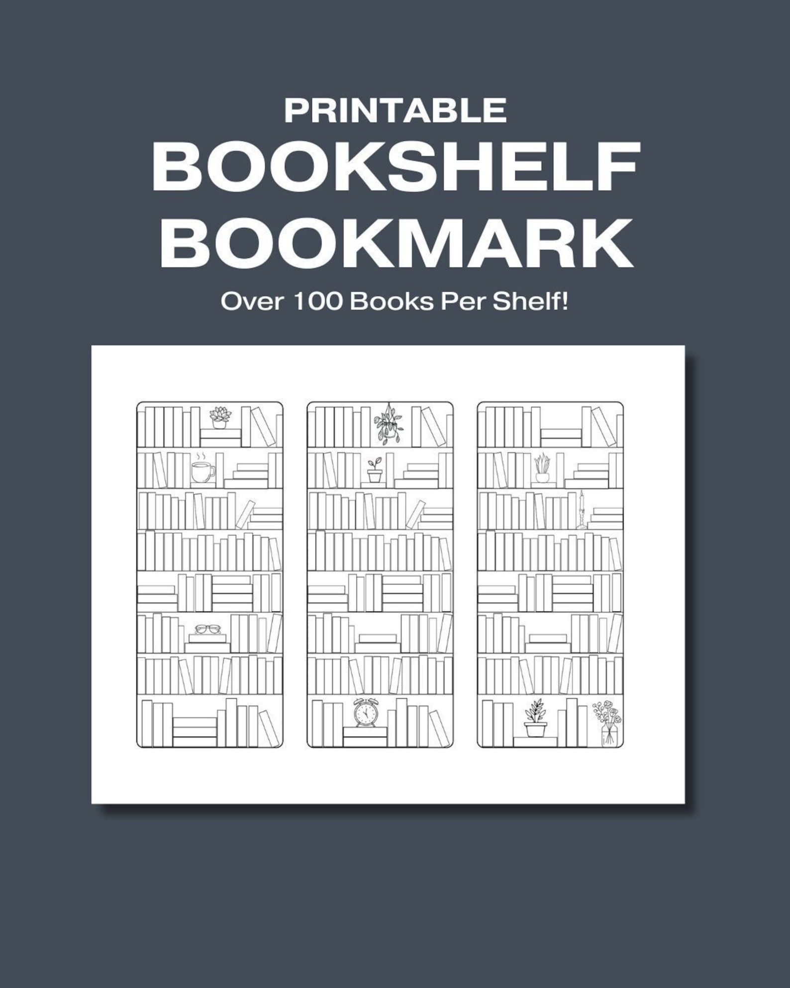 Printable Bookshelf Bookmark, Reading Tracker, Library Card Reading Log ...