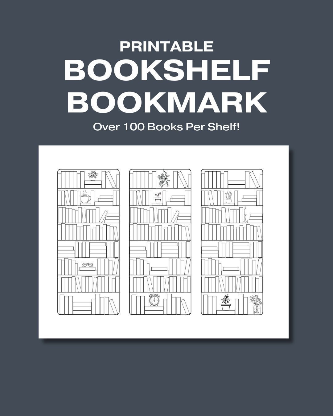 Printable Bookshelf Bookmark, Reading Tracker, Library Card Reading Log ...