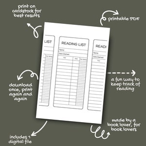 Printable Library Card Bookmark: Reading Log Tracker (PDF) - Etsy