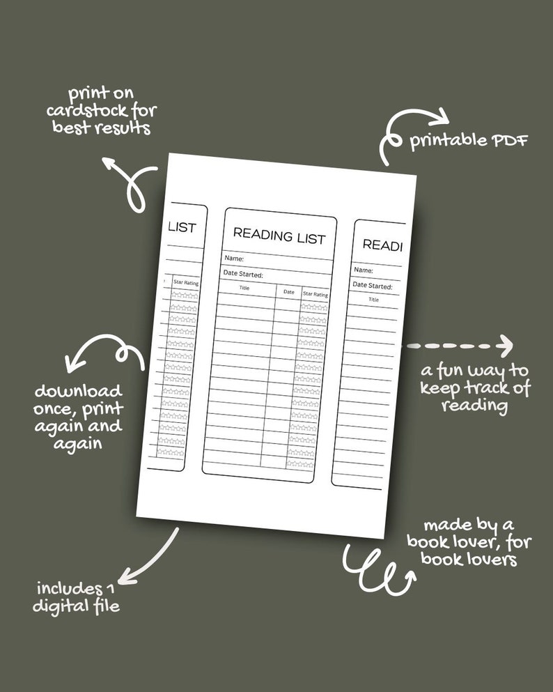 Printable Library Card Bookmark: Reading Log Tracker (PDF) - Etsy