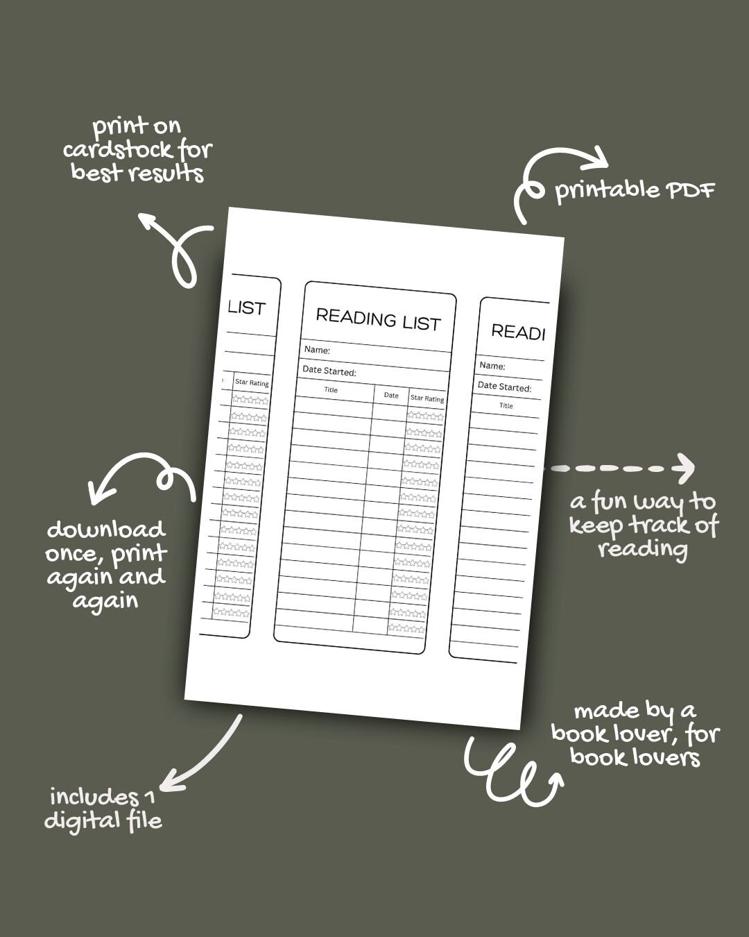 Printable Library Card Bookmark: Reading Log Tracker (PDF) - Etsy