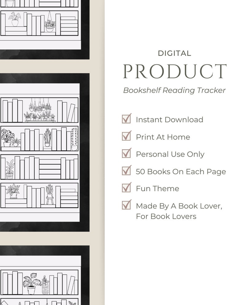 Plants Bookshelf Reading Tracker Printable: Reading Challenge (US ...
