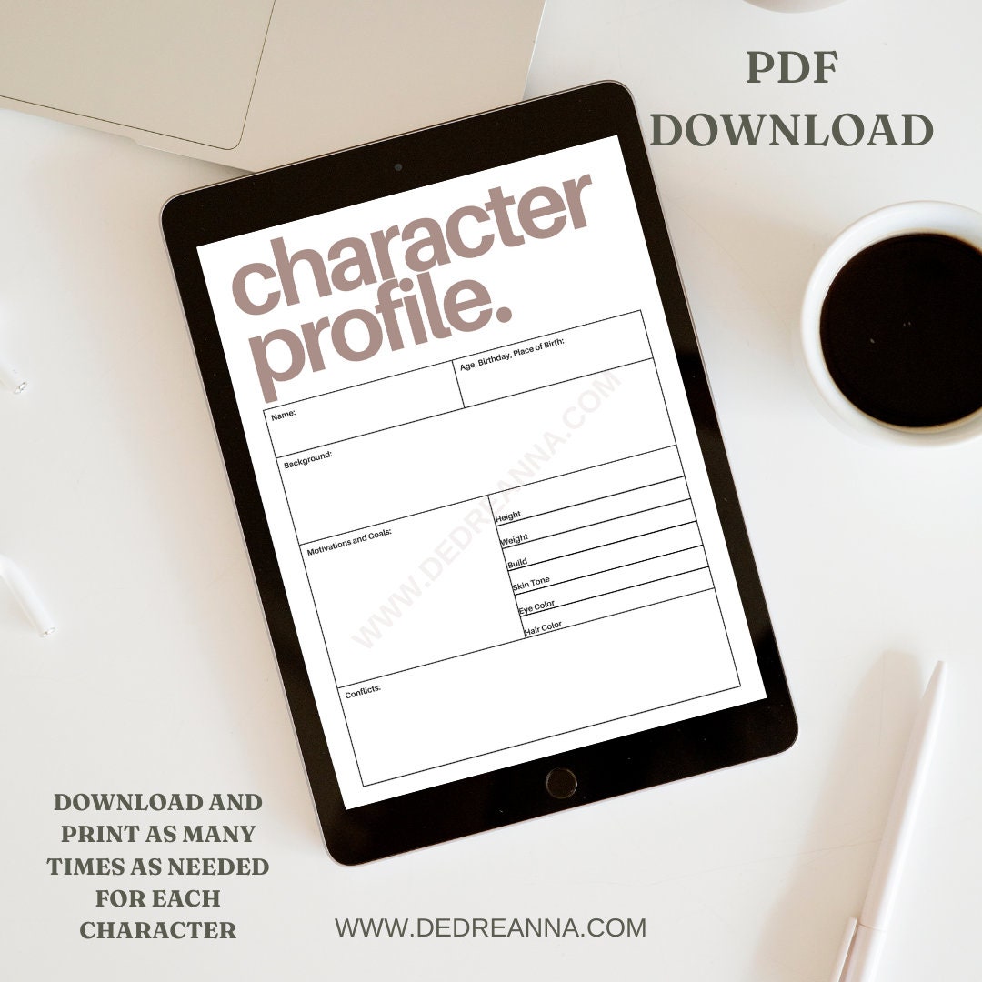 Character Profile Printable | Character Development Printable | Novel ...