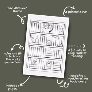 Halloween Bookshelf Reading Tracker Printable: 50 Books (US Letter ...