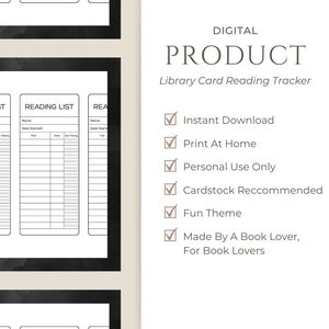 Printable Library Card Bookmark: Reading Log Tracker (PDF) - Etsy