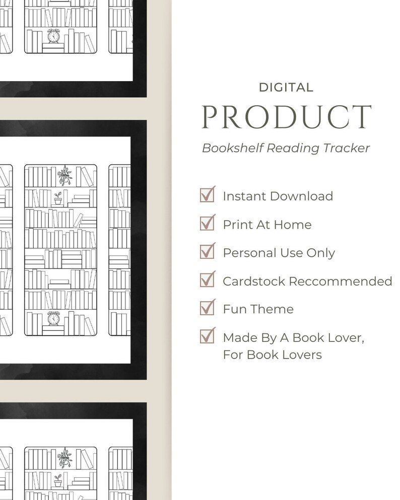 Printable Bookshelf Bookmark, Reading Tracker, Library Card Reading Log ...