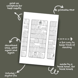 Printable Bookshelf Bookmark, Reading Tracker, Library Card Reading Log ...