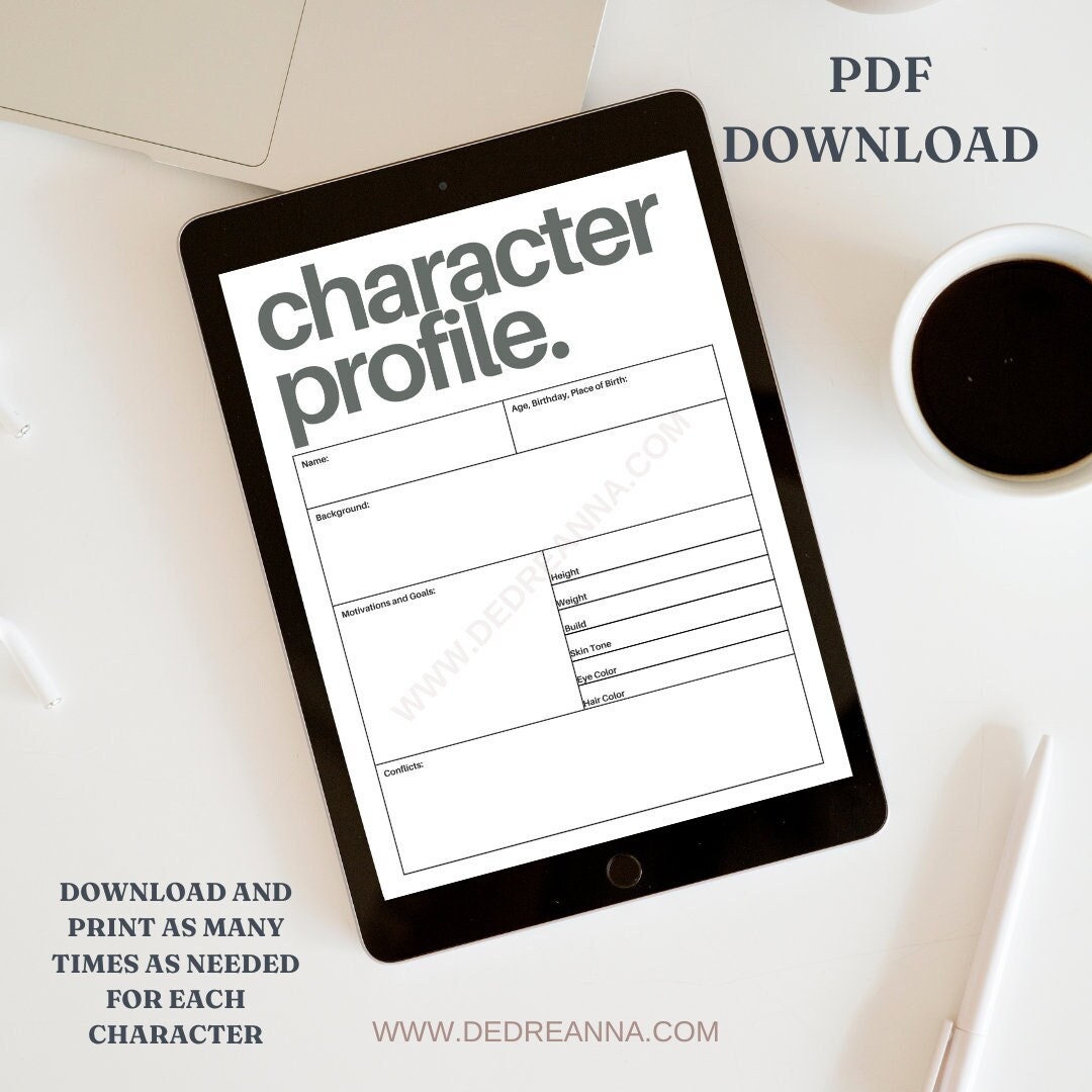 Character Profile Printable | Character Development Printable | Novel ...