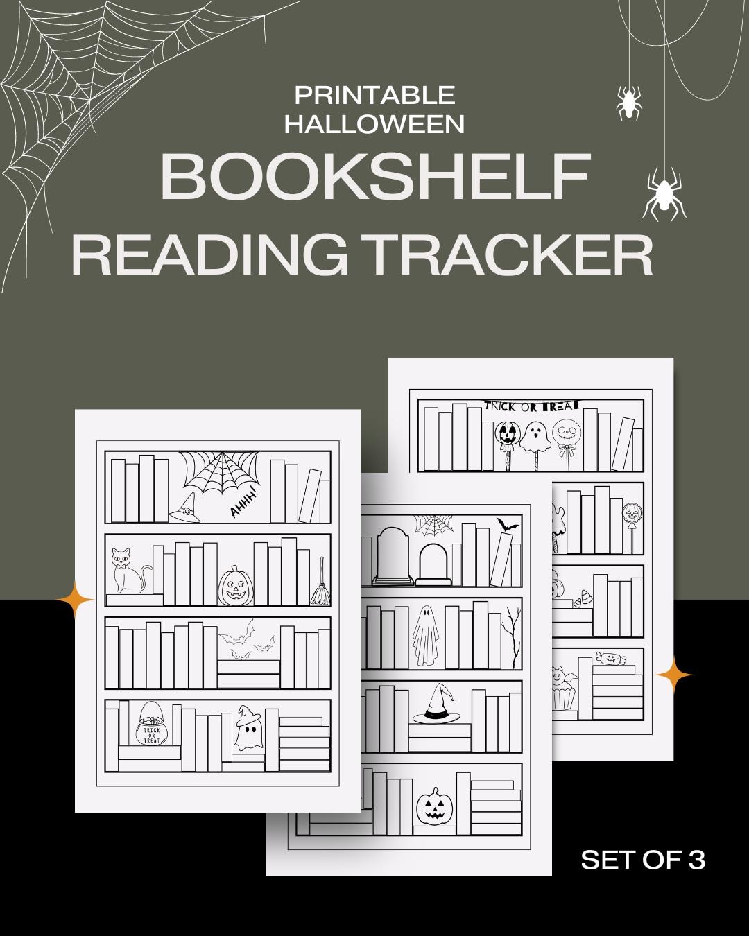 Halloween Bookshelf Reading Tracker Printable: 50 Books (US Letter ...