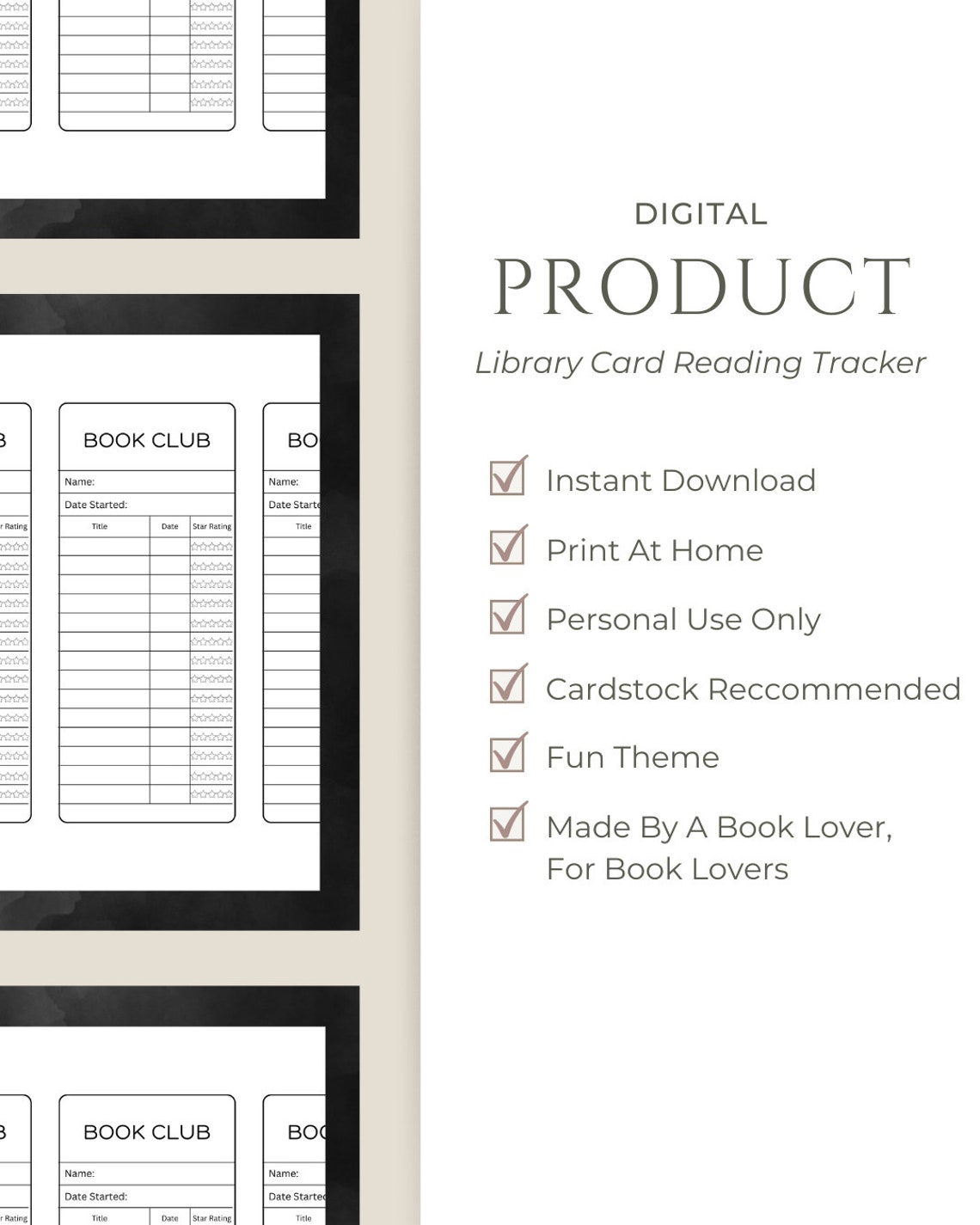 Printable Library Card Bookmark, Reading Tracker, Library Card Reading ...