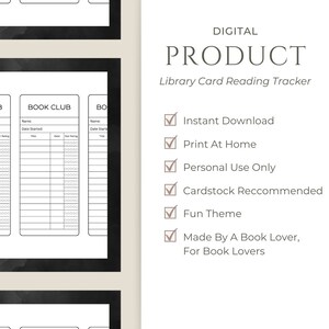 Printable Library Card Bookmark, Reading Tracker, Library Card Reading ...