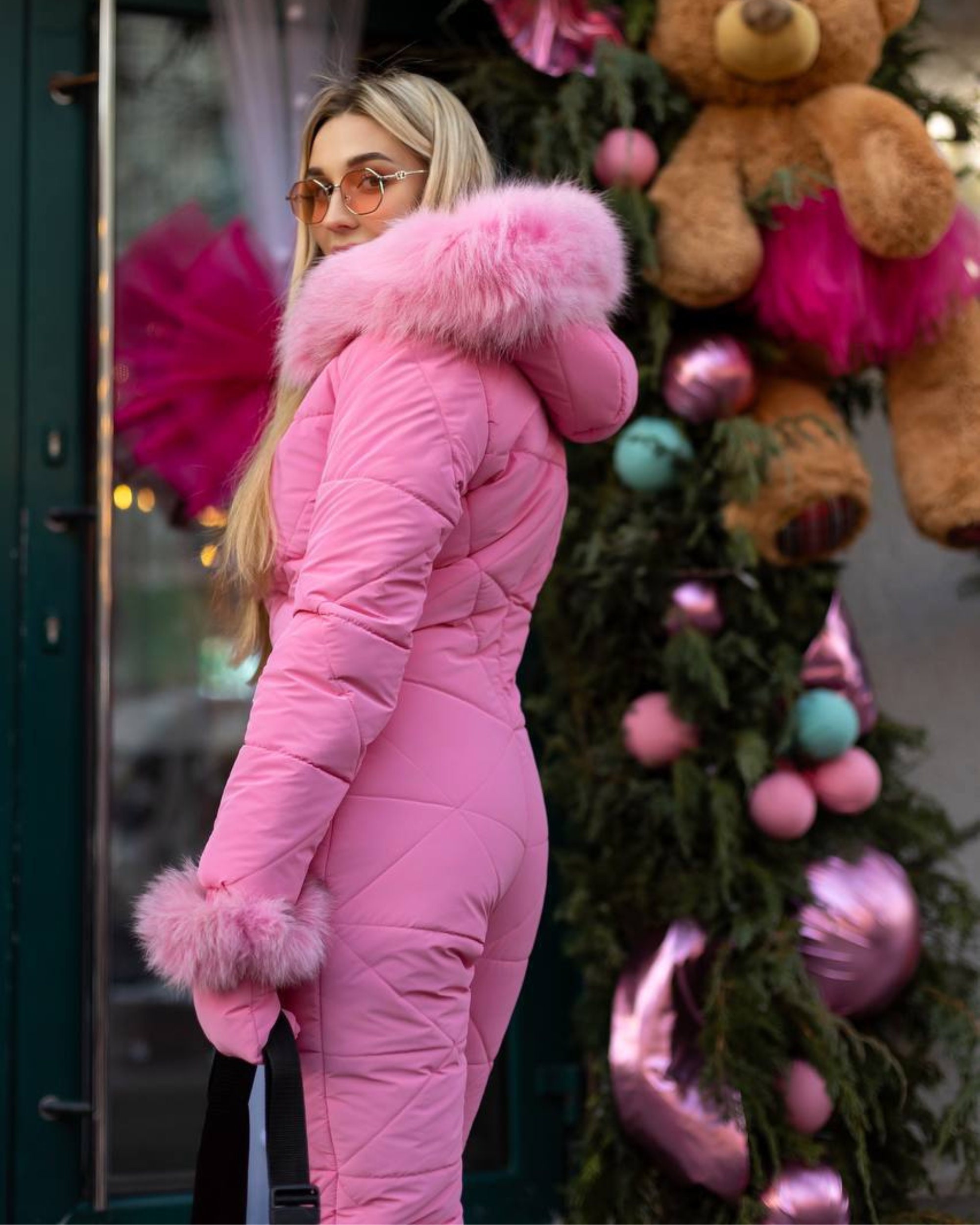 Ski Suit, Pink Jumpsuit Outdoor,ski Party, Pink Women Ski Overalls,warm ...