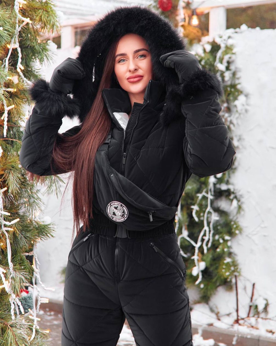 Women Matte Black Ski Suit Jumpsuit Snowsuit Overalls for Ski Holiday ...