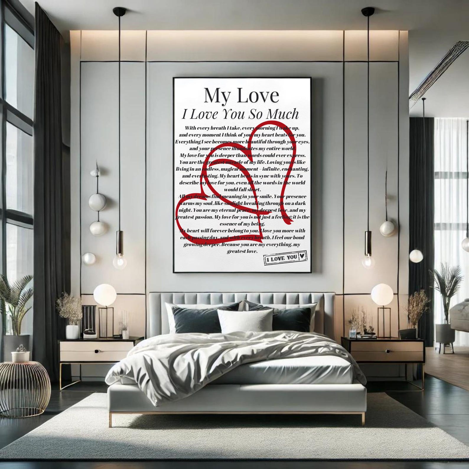 Retro Love Poster – I Llove so Much - Love Quote Print - Perfect Gift ...