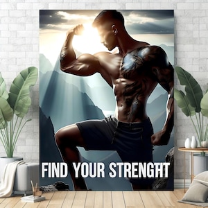 Male Motivation Poster - Muscular Body, Tattoo Aesthetics, Fitness ...