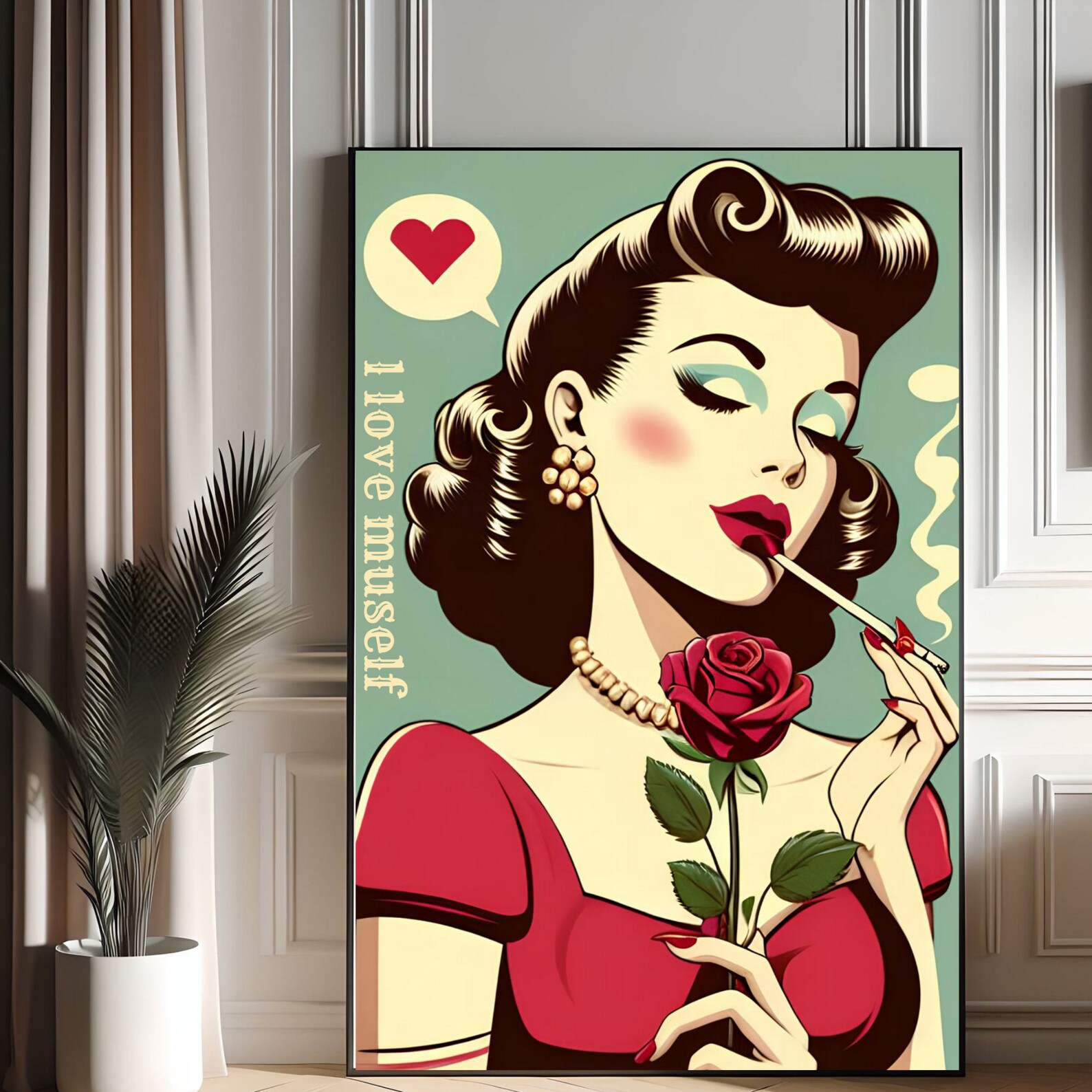 Retro Love - Vintage Romantic Pop Art Poster - Elegant Lady With Rose ...