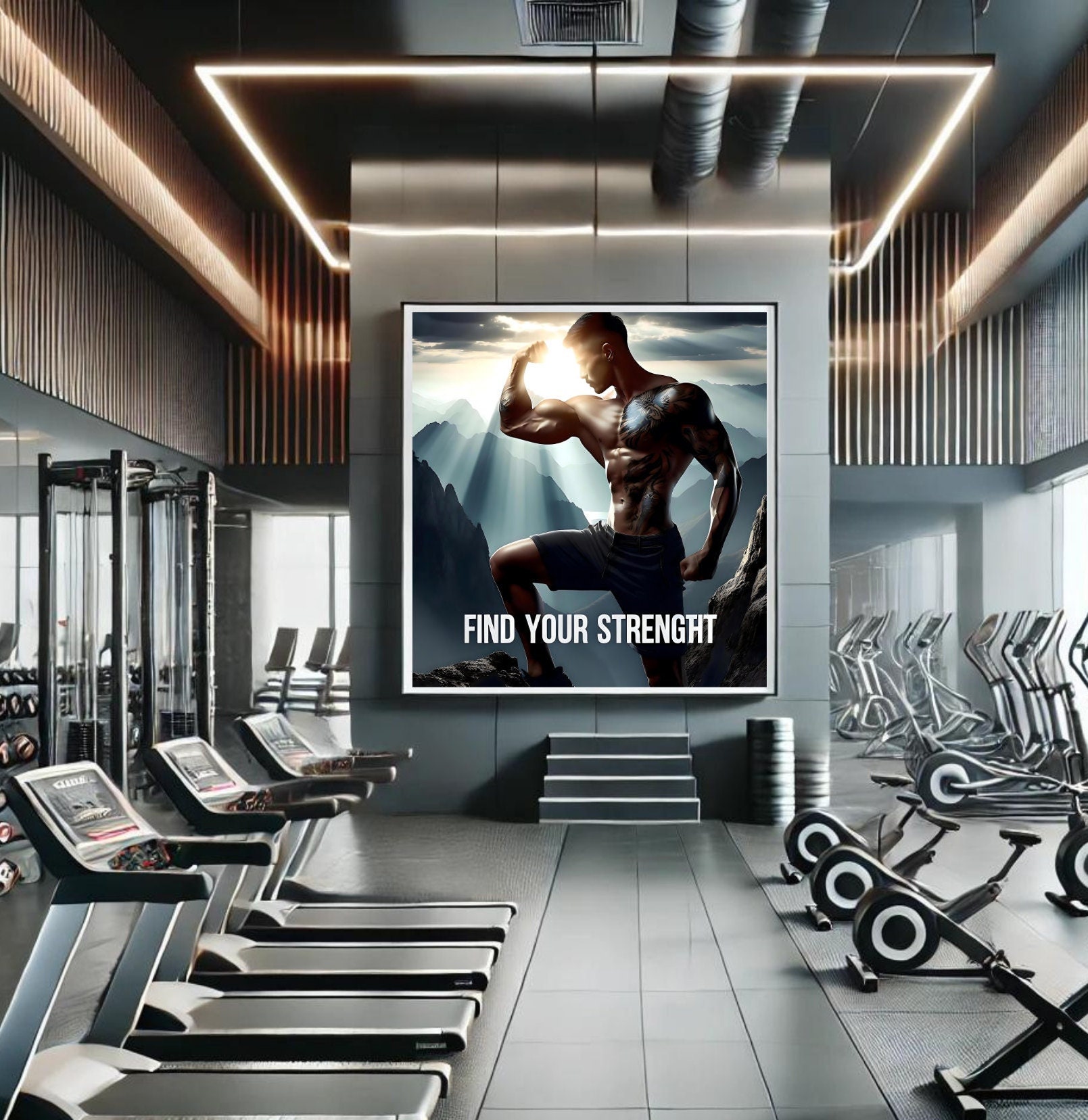 Male Motivation Poster - Muscular Body, Tattoo Aesthetics, Fitness ...