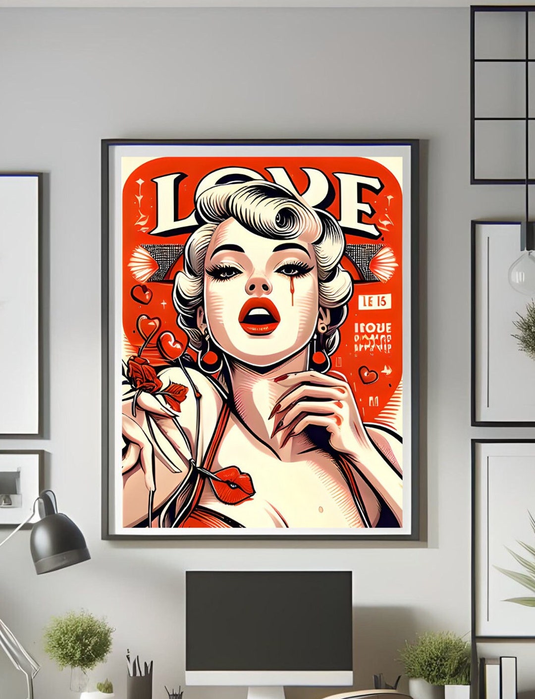 Retro Love Poster, Vintage Wall Art, Romantic Decor, Valentines Gift ...