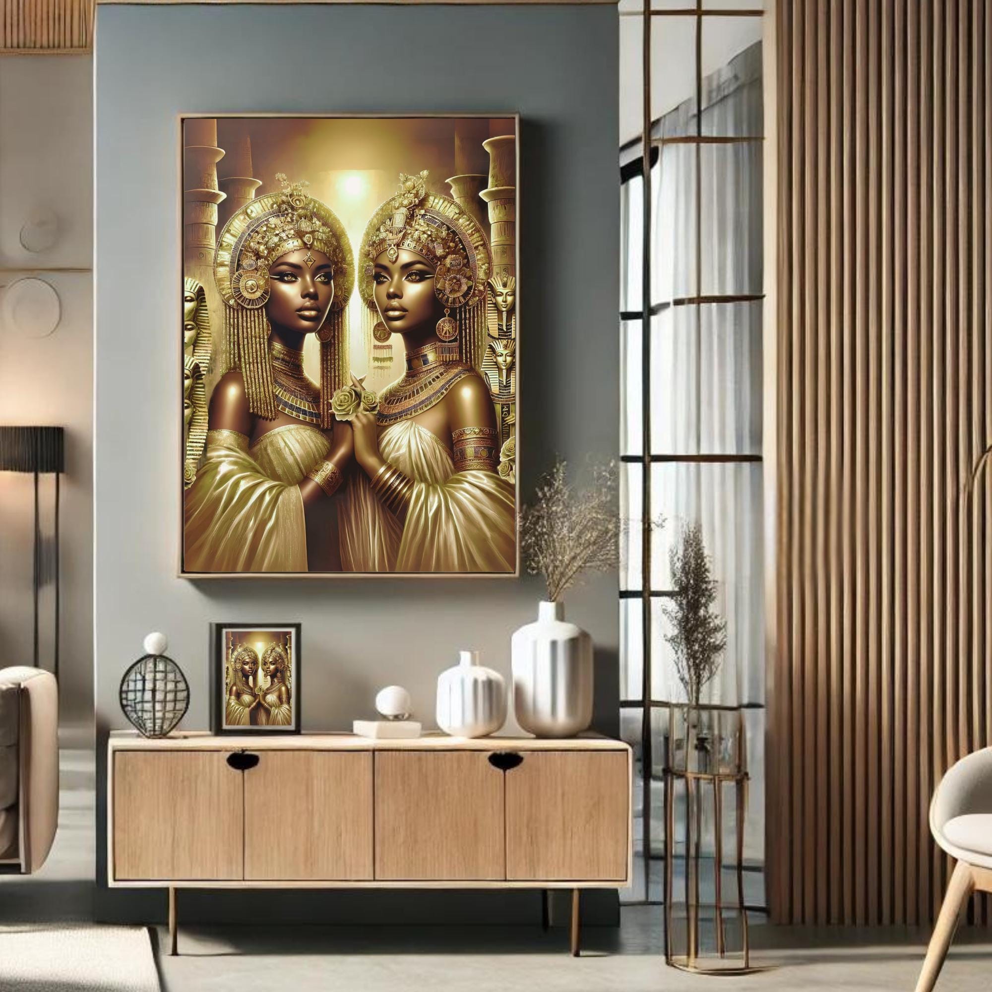 Afro Sapphic Goddess Art | Egyptian Lesbian Queens Print | Queer Black ...