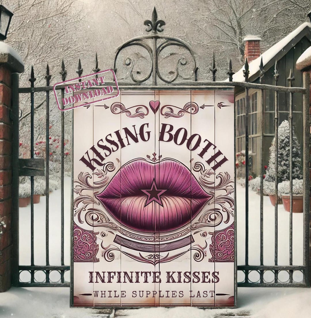 Romantic Vintage Kissing Poster – 'infinite Kisses' Message With Retro ...