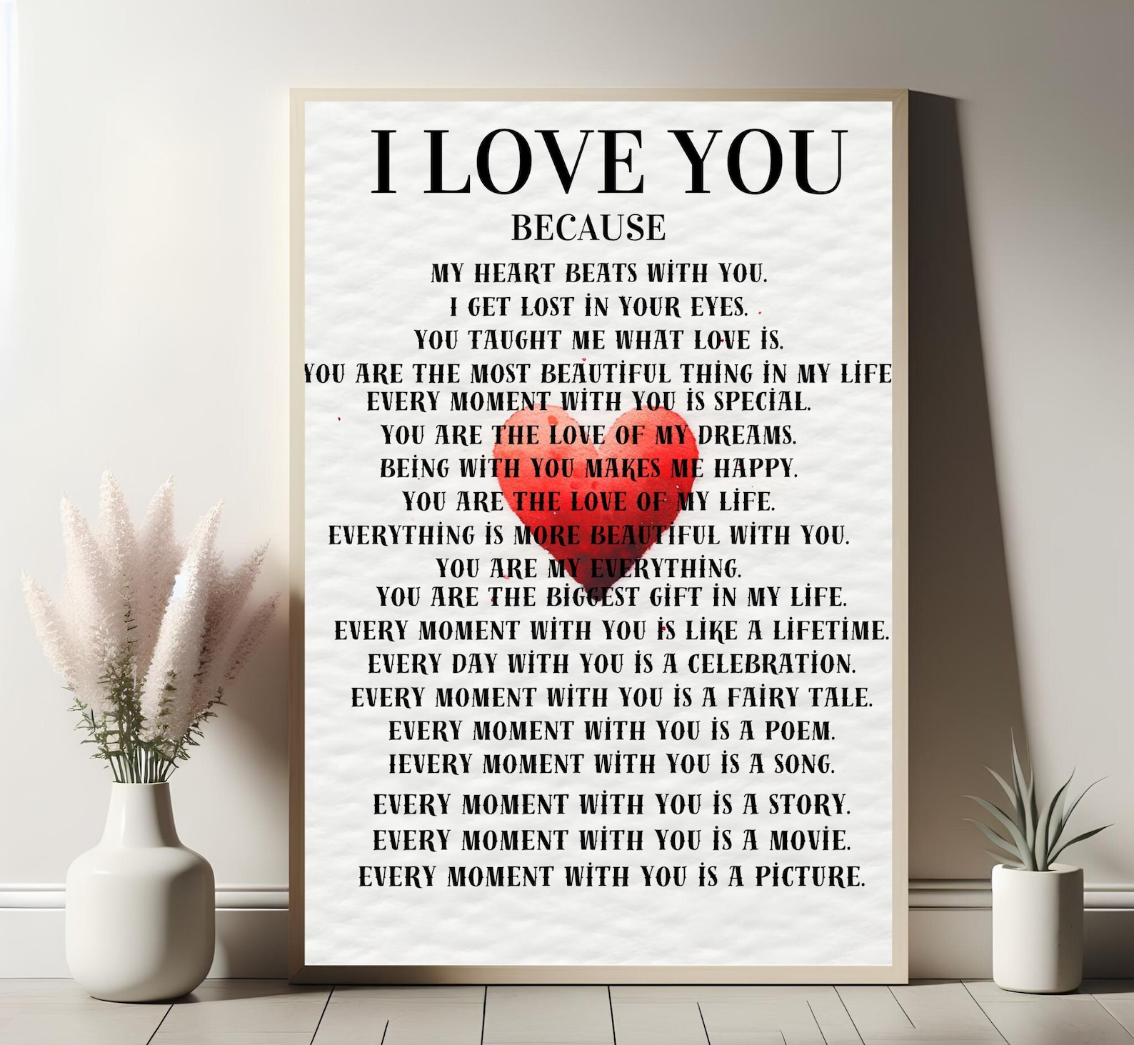 Reasons I Love You Poster – Romantic Love Letter for Him or Her ...