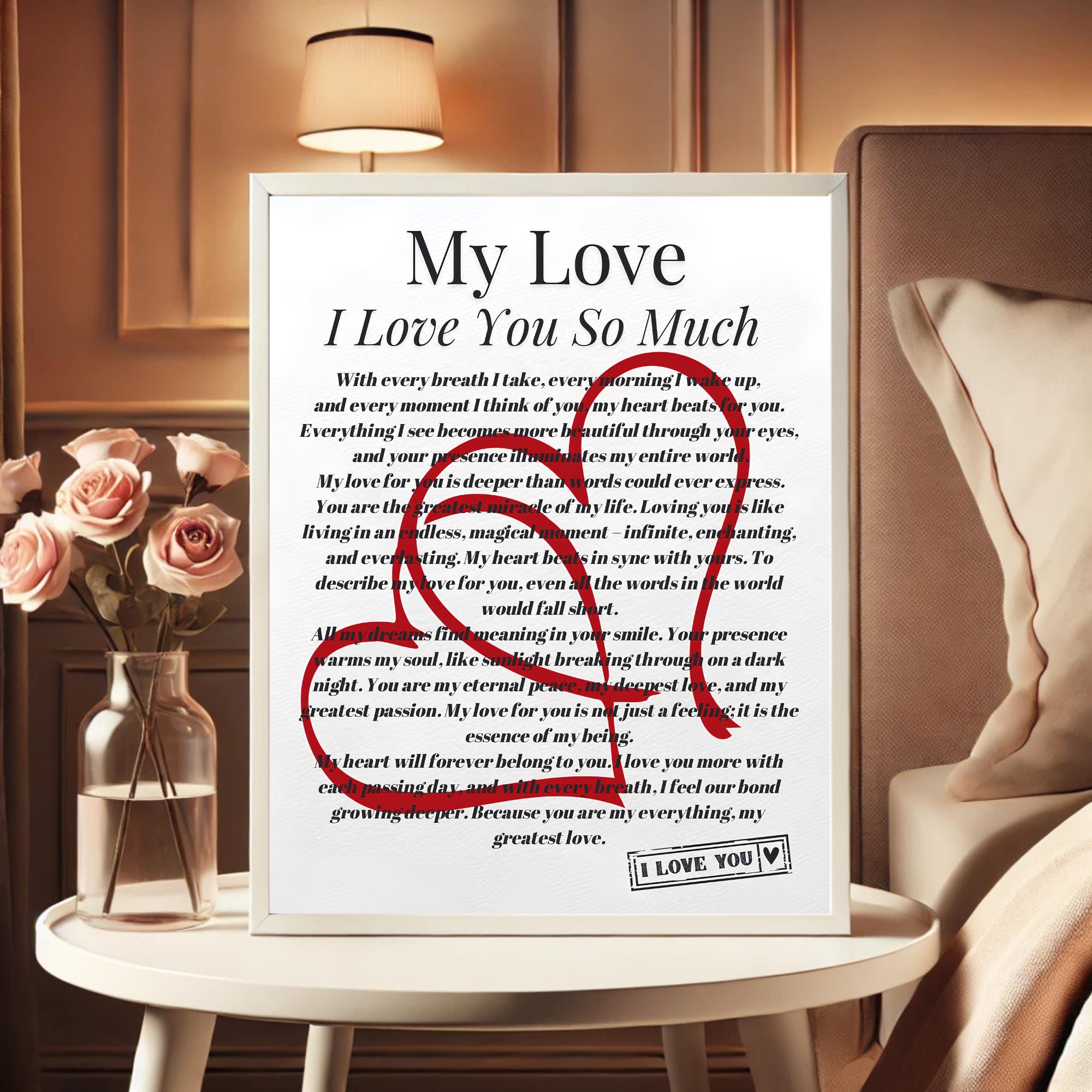 Retro Love Poster – I Llove so Much - Love Quote Print - Perfect Gift ...