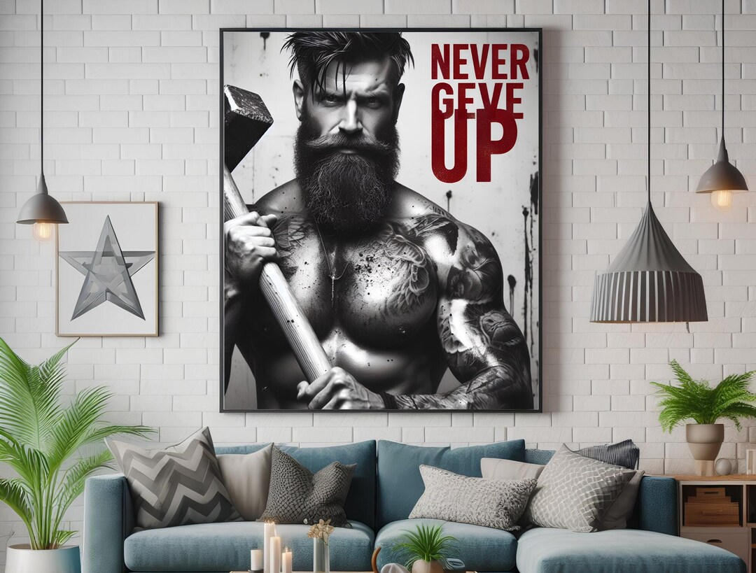 Motivational Poster for Men, Inspirational Workout Art, Gym Decor With ...