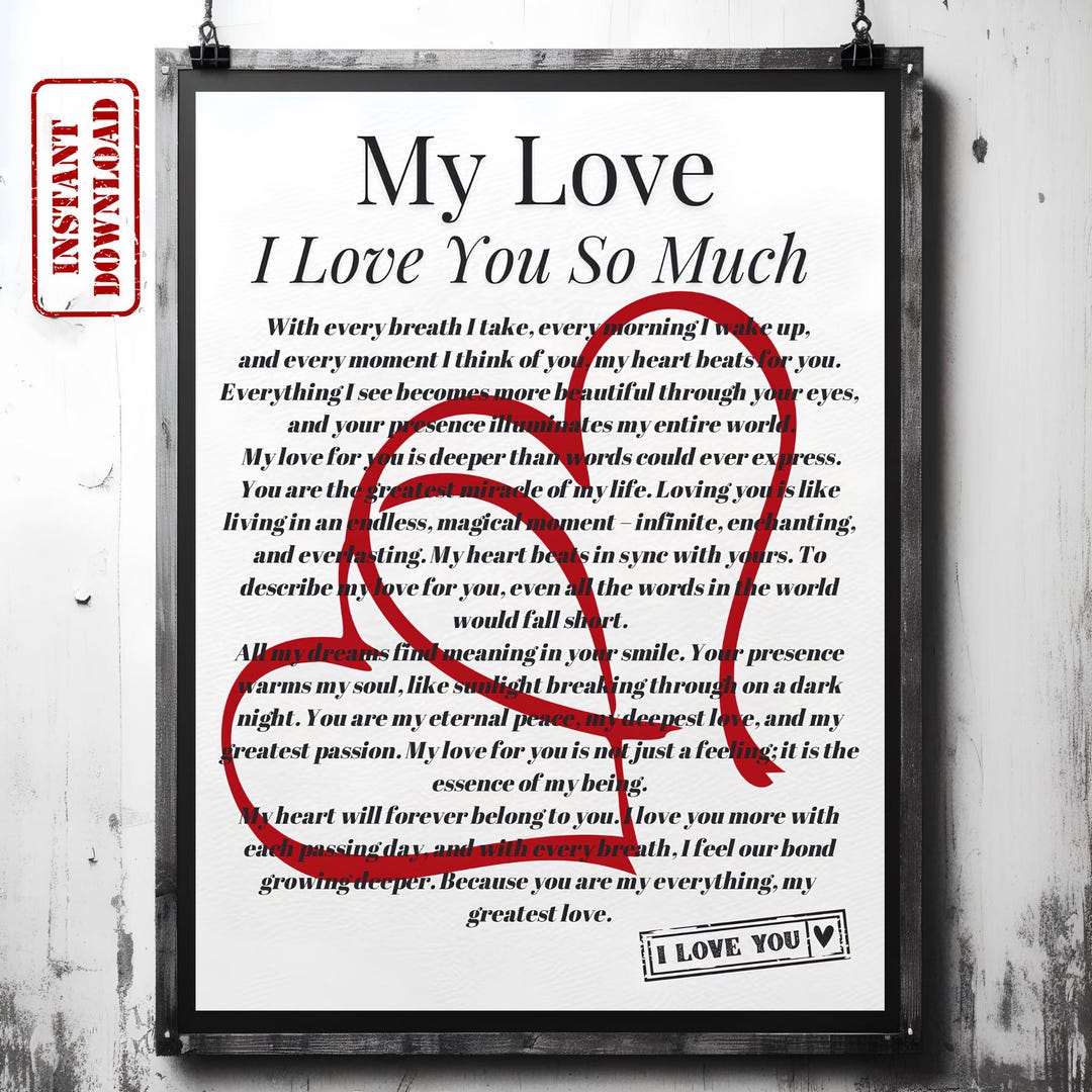 Retro Love Poster – I Llove so Much - Love Quote Print - Perfect Gift ...