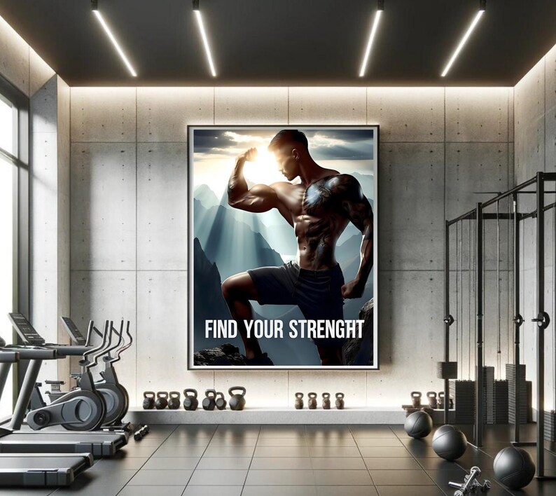 Male Motivation Poster - Muscular Body, Tattoo Aesthetics, Fitness ...