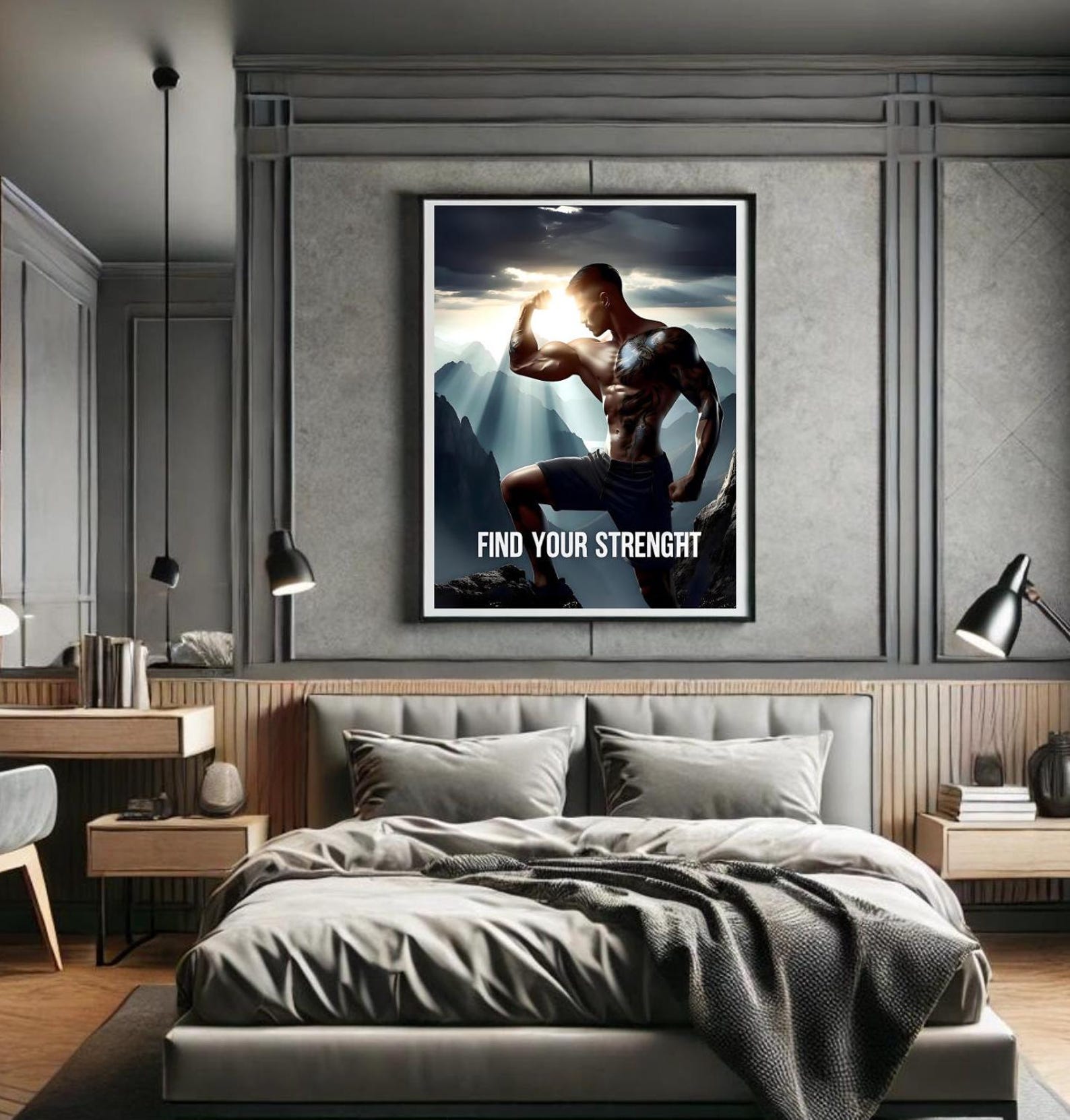 Male Motivation Poster - Muscular Body, Tattoo Aesthetics, Fitness ...