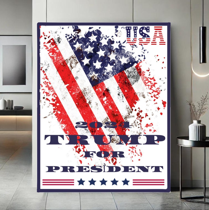 Trump 2024 President Campaign Poster Patriotic Flag Design for Yard ...