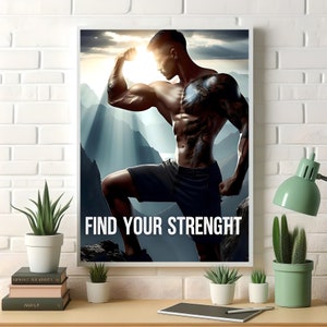 Male Motivation Poster - Muscular Body, Tattoo Aesthetics, Fitness ...